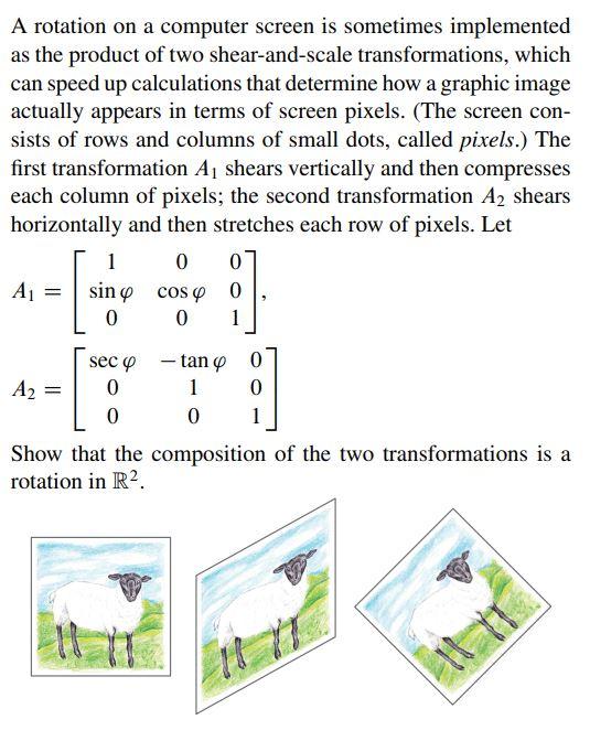 Solved A rotation on a computer screen is sometimes | Chegg.com