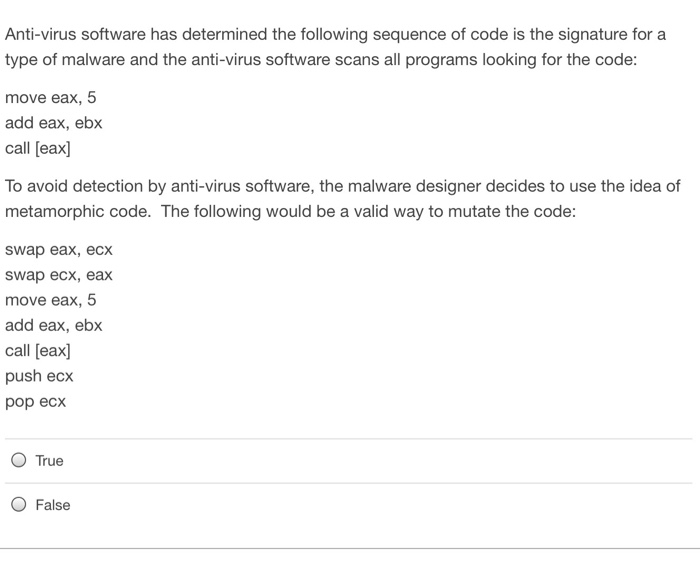 Solved Anti-virus software has determined the following | Chegg.com