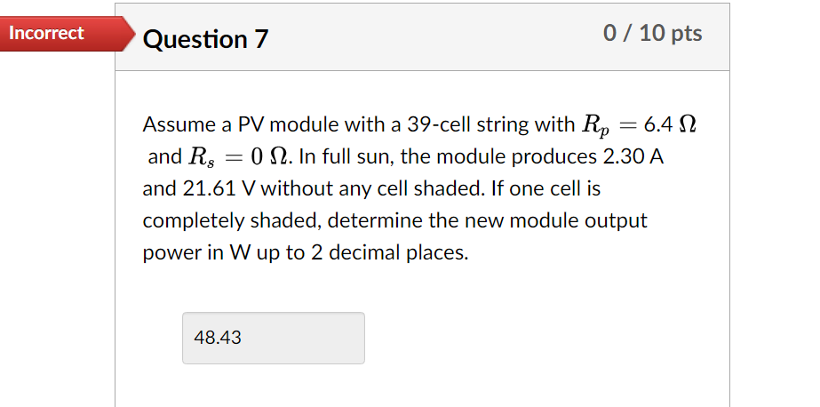 Solved Question 7Assume a PV module with a 39-cell string | Chegg.com