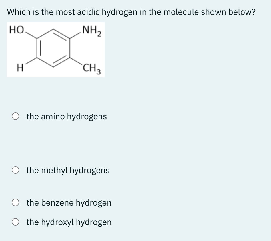 Solved Which is the most acidic hydrogen in the molecule | Chegg.com