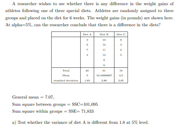 Solved A researcher wishes to see whether there is any | Chegg.com