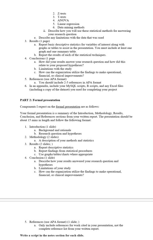 FINAL COURSE PROJECT -The whole Story The final | Chegg.com