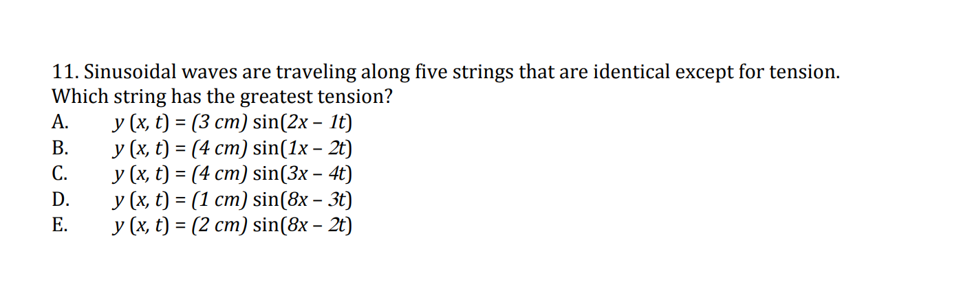 Solved Sinusoidal waves are traveling along five strings | Chegg.com