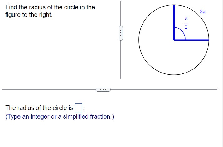 Solved Find the radius of the circle in the figure to the | Chegg.com