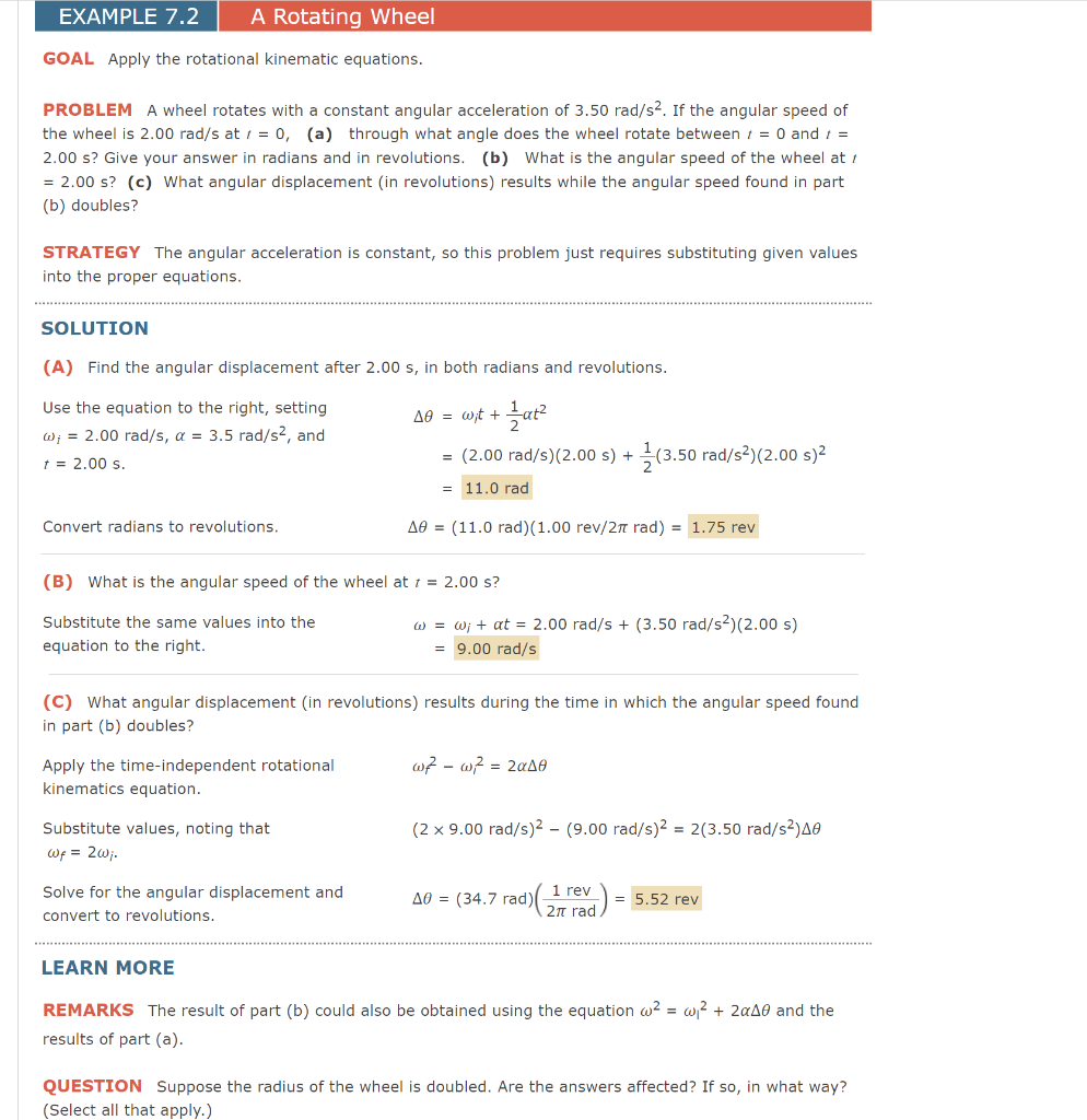 Solved GOAL Apply the rotational kinematic equations. | Chegg.com