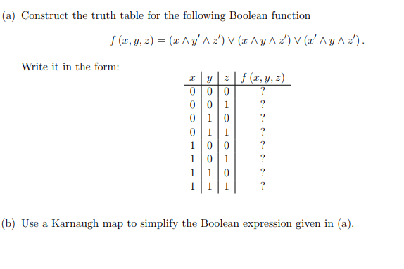 Solved (a) Construct the truth table for the following | Chegg.com