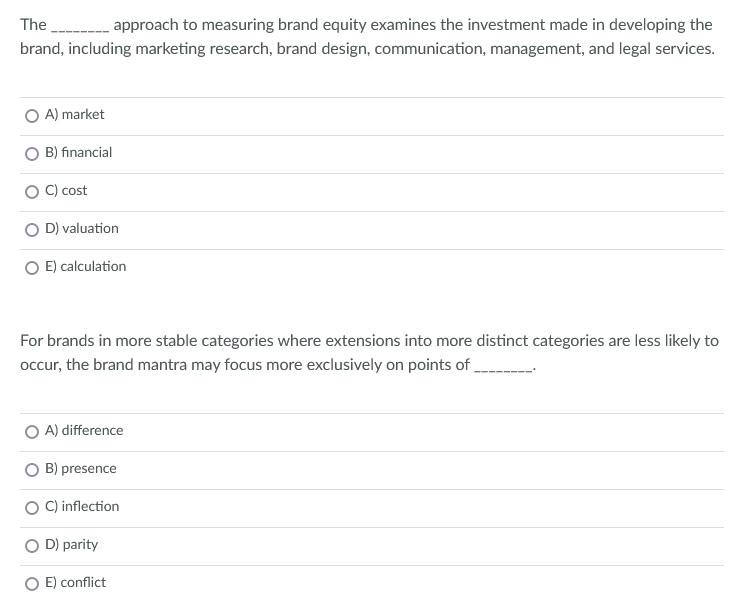 Solved The approach to measuring brand equity examines the | Chegg.com