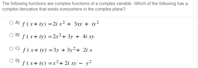 Solved The following functions are complex functions of a | Chegg.com