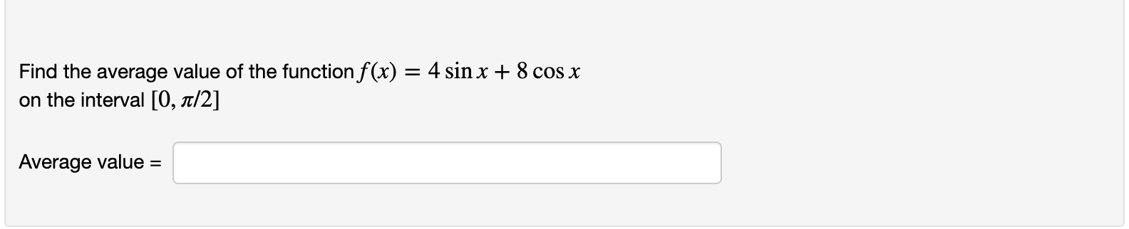 Solved Find the average value of the function | Chegg.com