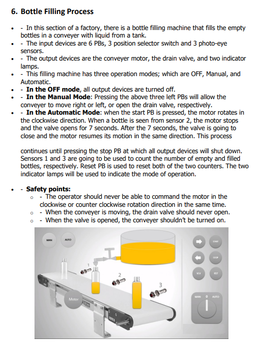 Solved 6. Bottle Filling Process . . In this section of a | Chegg.com