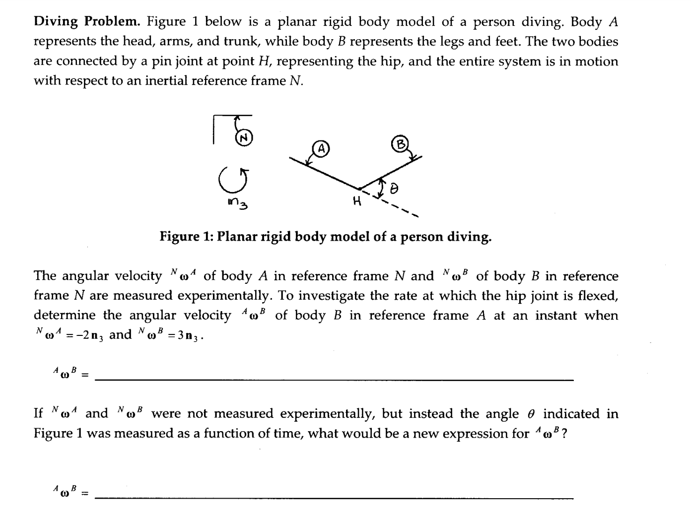 Solved Diving Problem. Figure 1 ﻿below is a planar rigid | Chegg.com