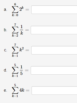 Solved Write out the following sums, one term for each | Chegg.com