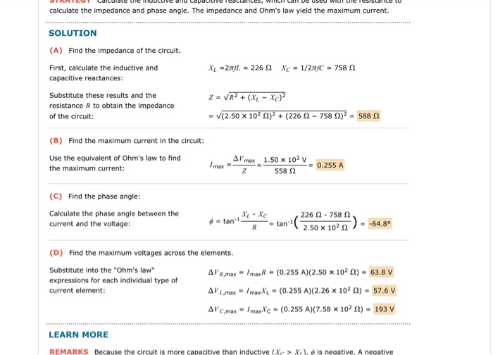 Solved GOAL Analyze a series RLC AC circuit and find the | Chegg.com