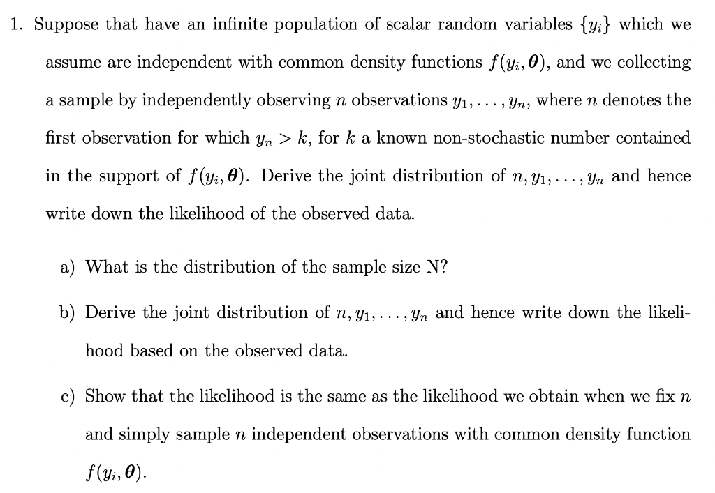 Suppose that have an infinite population of scalar | Chegg.com