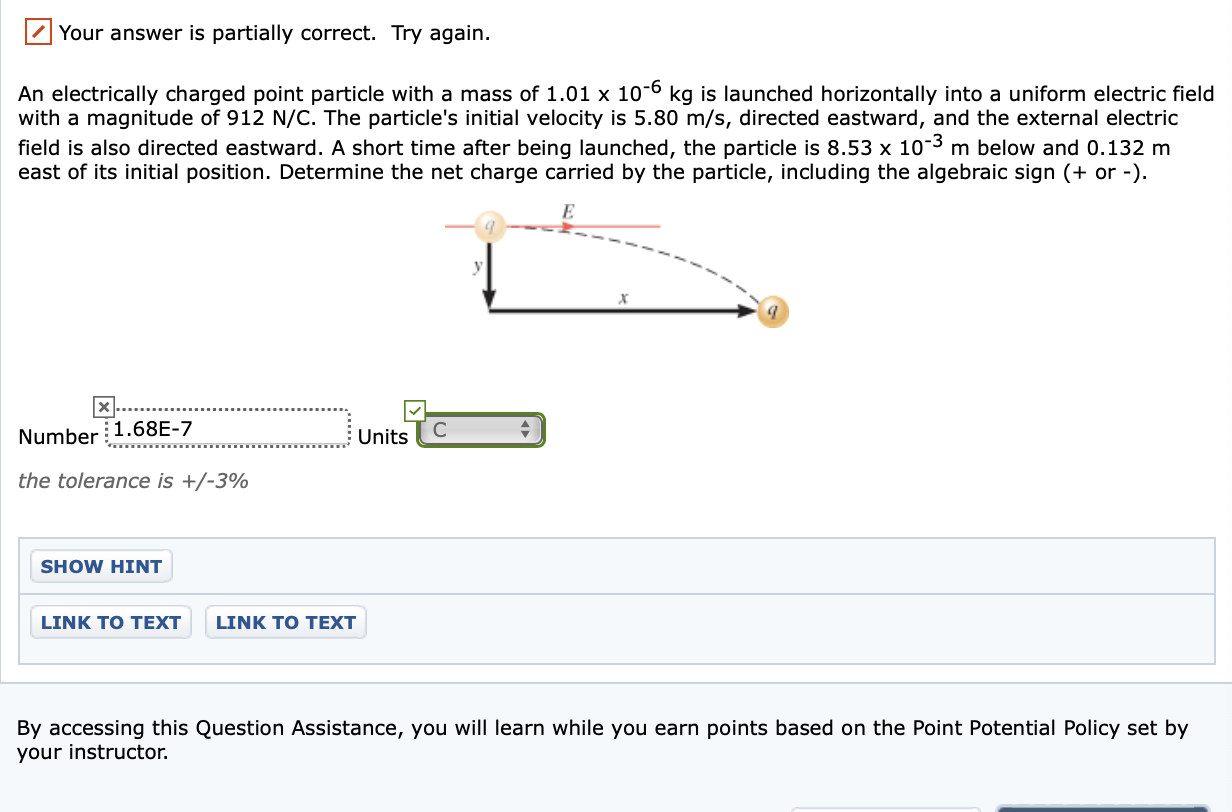 Solved An electrically charged point particle with a mass of | Chegg.com