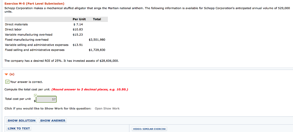 Solved Exercise M-5 (Part Level Submission) Schopp | Chegg.com