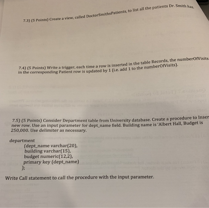 Solved Question 7 Total 20 Points Write Sql Statements To