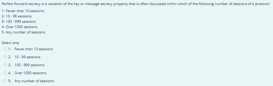 Solved Perfect forward secrecy is a variation of the key or | Chegg.com