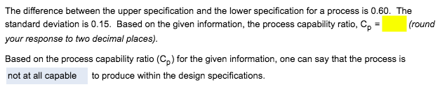 Solved The difference between the upper specification and | Chegg.com