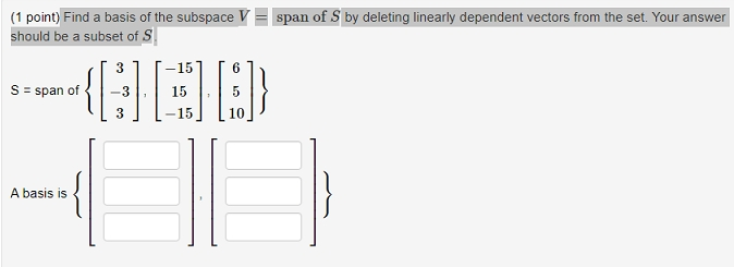 Solved (1 point) Expand the set below to form a basis for R | Chegg.com