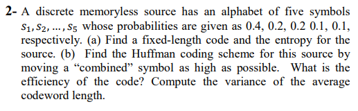Solved 2- A discrete memoryless source has an alphabet of | Chegg.com