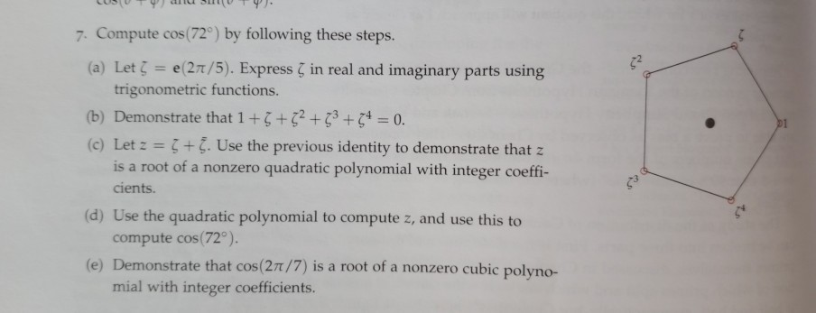 Solved 7. Compute cos(720) by following these steps. (a) Let | Chegg.com