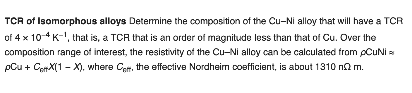 Solved TCR of isomorphous alloys Determine the composition | Chegg.com