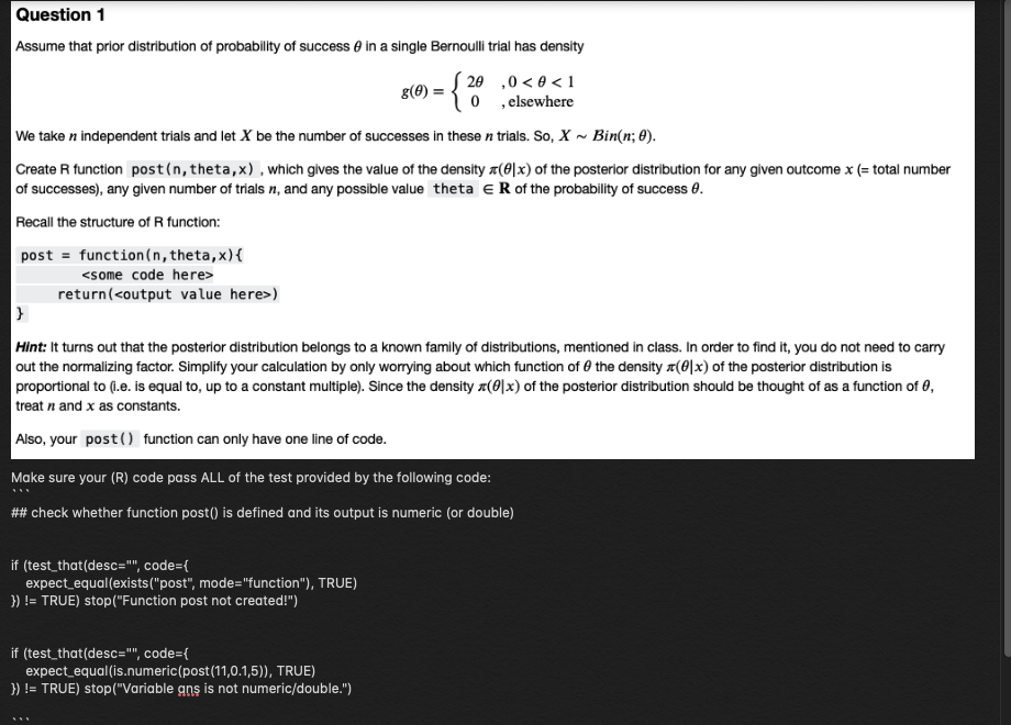 Solved Question 1Assume that prior distribution of | Chegg.com