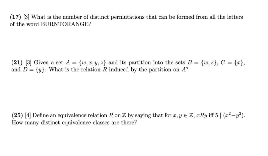 Solved (17) (3] What is the number of distinct permutations | Chegg.com
