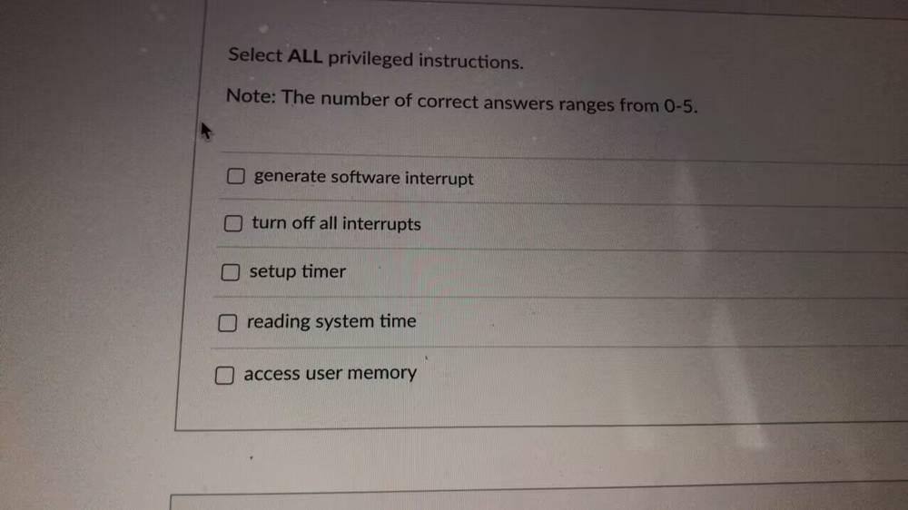 Solved Select ALL privileged instructions. Note: The number | Chegg.com