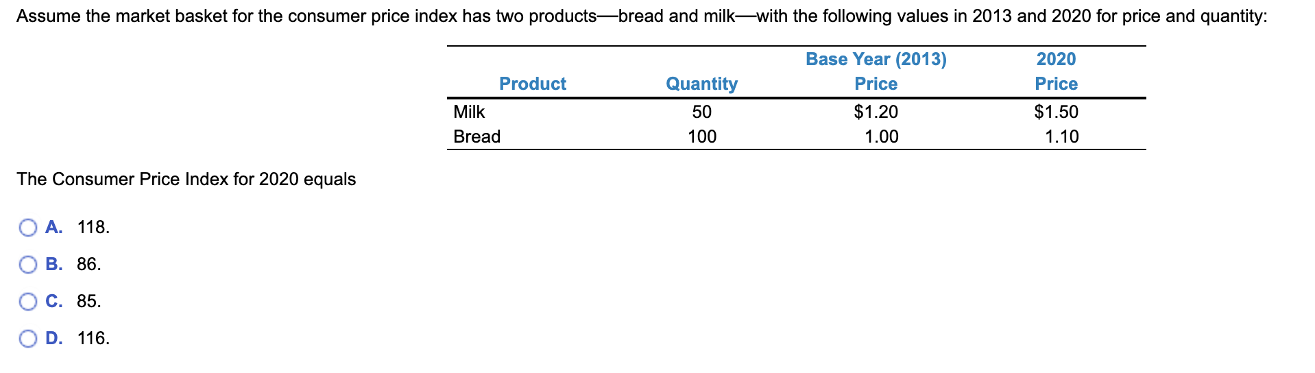 Solved Assume the market basket for the consumer price index | Chegg.com