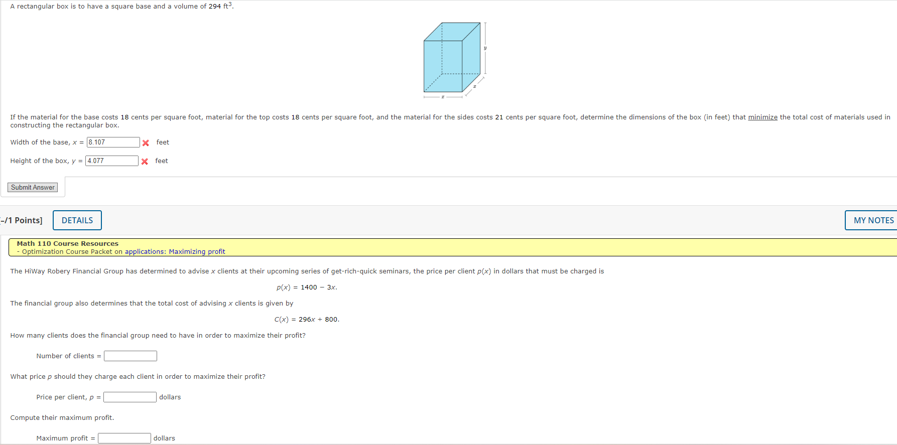 Solved A rectangular box is to have a square base and a | Chegg.com