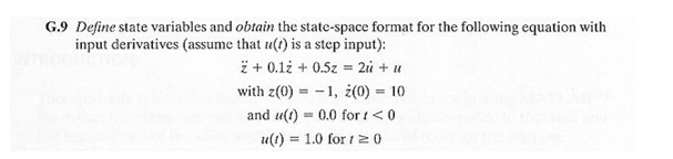 Solved G.9 Define state variables and obtain the state-space | Chegg.com