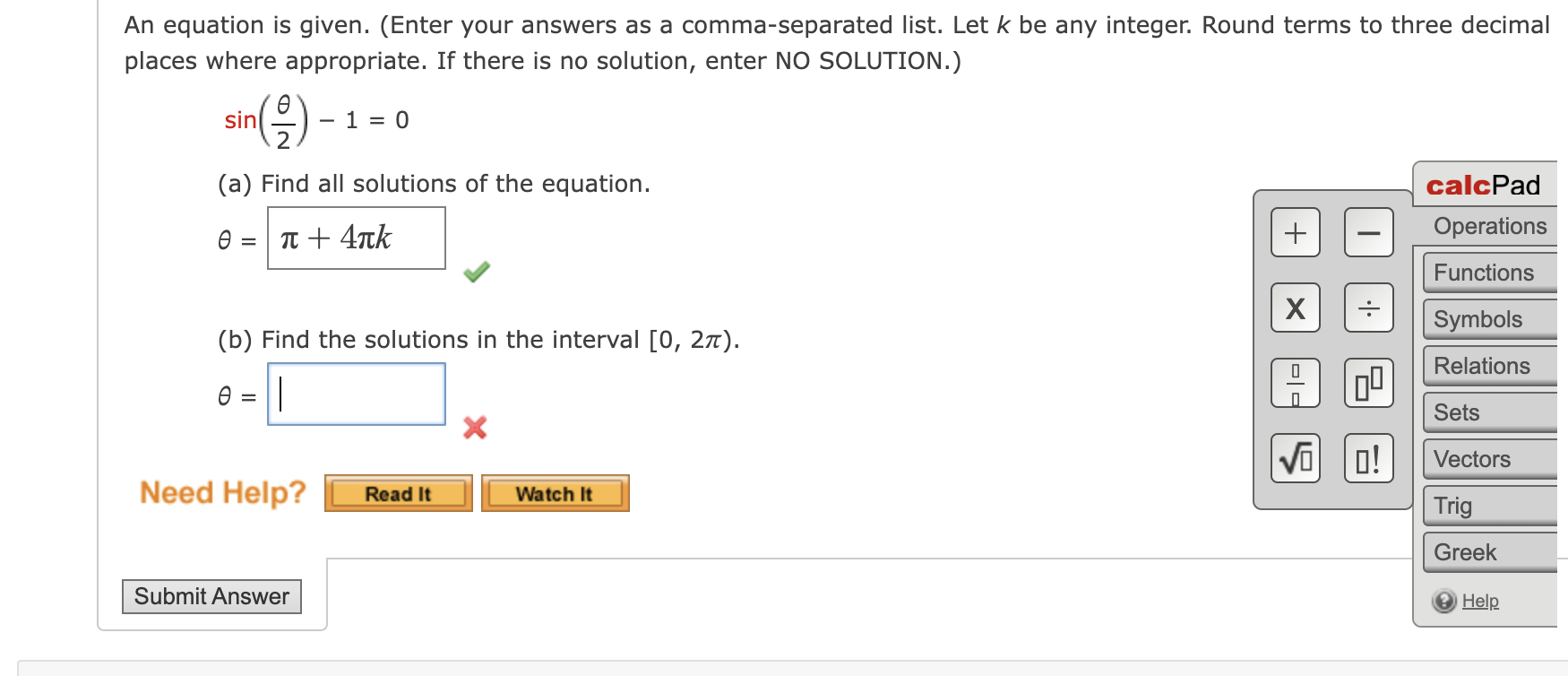 Solved An equation is given. (Enter your answers as a | Chegg.com
