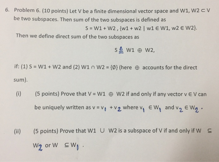 Solved 6. Problem 6. (10 points) Let V be a finite | Chegg.com