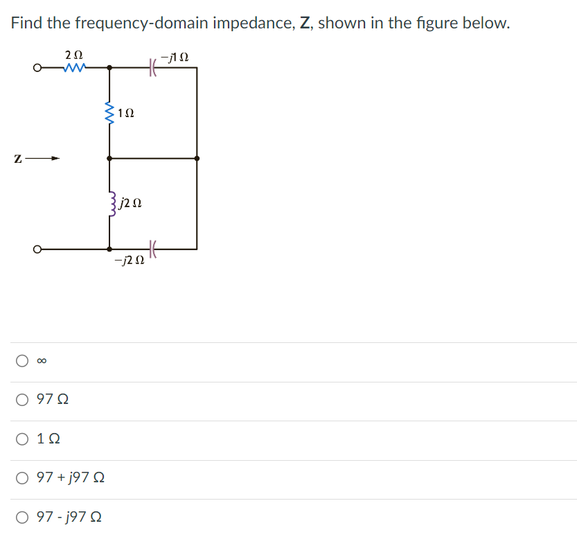 Solved Find the frequency-domain impedance, Z, shown in the | Chegg.com