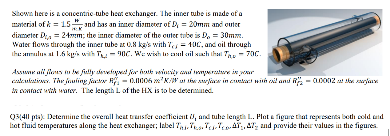 Shown here is a concentric-tube heat exchanger. The | Chegg.com