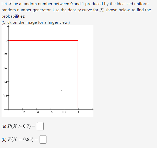 Solved Let x ﻿be a random number between 0 ﻿and 1 ﻿produced | Chegg.com