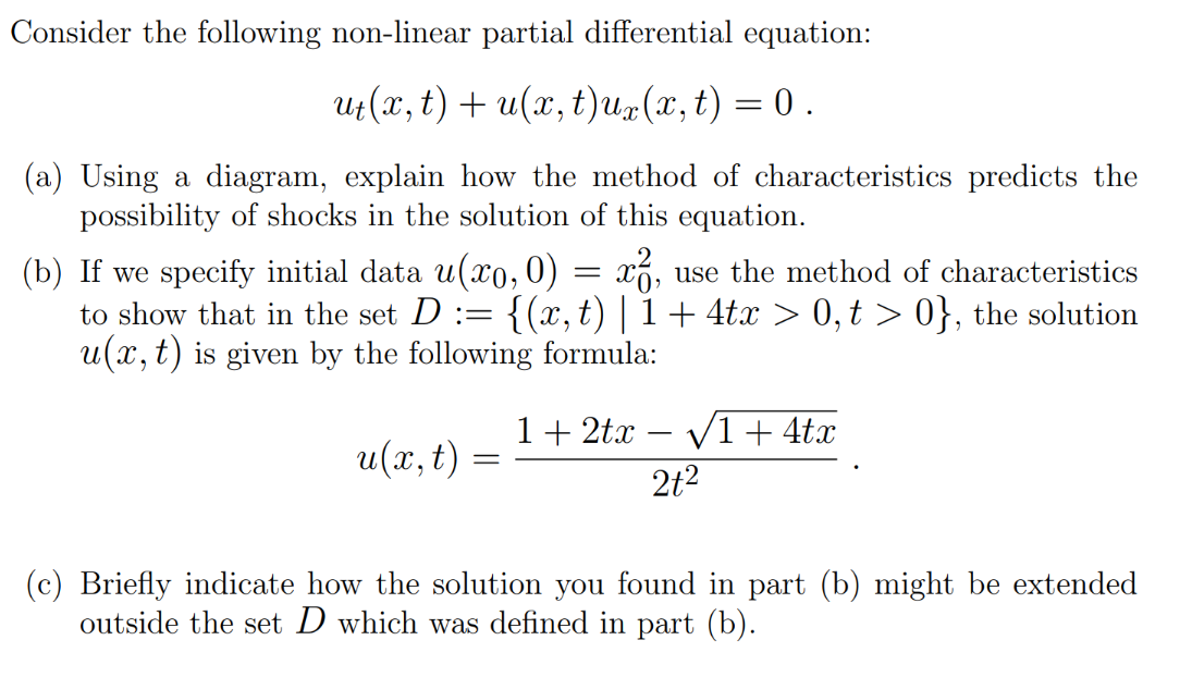 Solved Consider The Following Non Linear Partial 9014