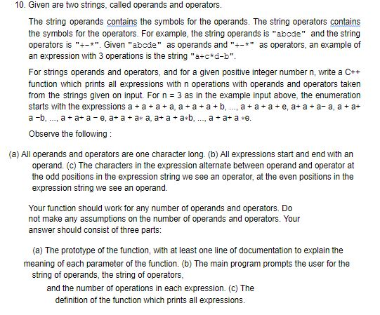 Solved 10. Given are two strings, called operands and | Chegg.com