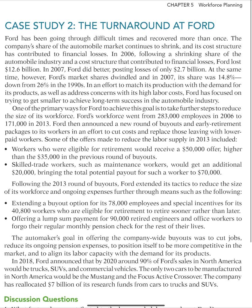 Solved CASE STUDY 2: THE TURNAROUND AT FORD Ford has been | Chegg.com