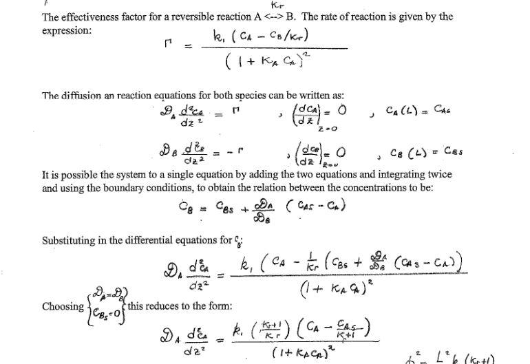 Solved The effectiveness factor for a reversible reaction | Chegg.com