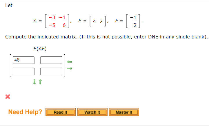 Solved Let A=[−3−5−16],E=[42],F=[−12] Compute the indicated | Chegg.com