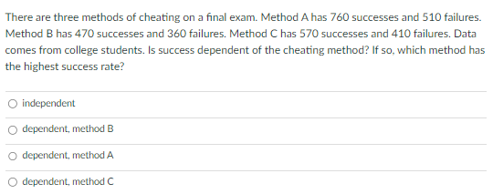 Solved There are three methods of cheating on a final exam. | Chegg.com