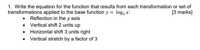 Solved Write the equation for the function that results from | Chegg.com