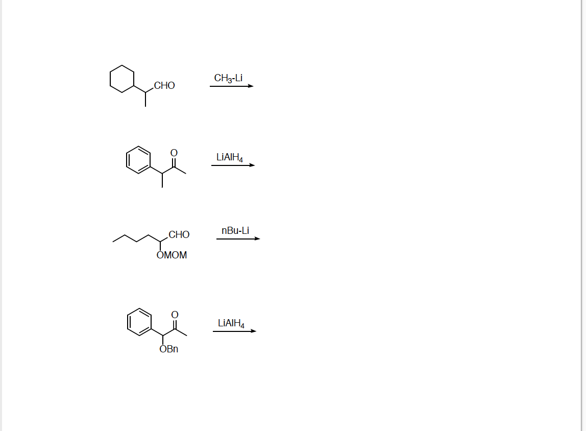 Solved CH3-Li LiAIH4 CHO nBu-Li OMOM LIAIHA OBn | Chegg.com