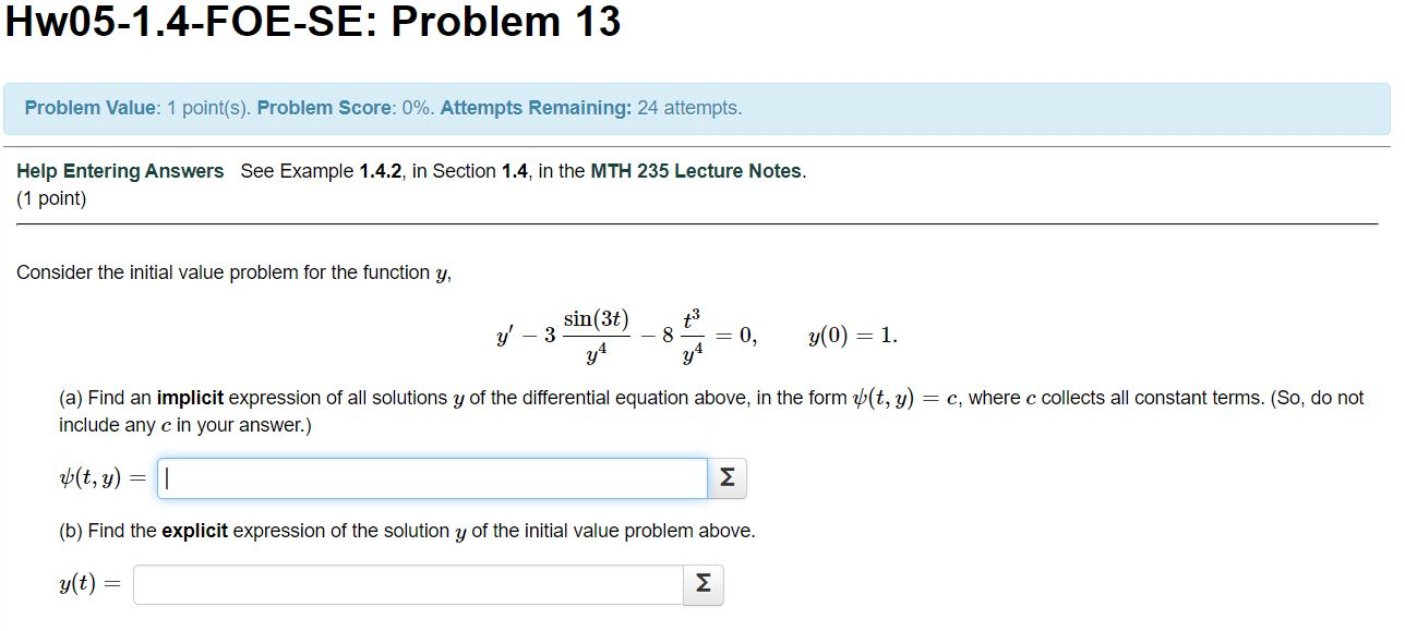 Solved Consider The Initial Value Problem For The Function 