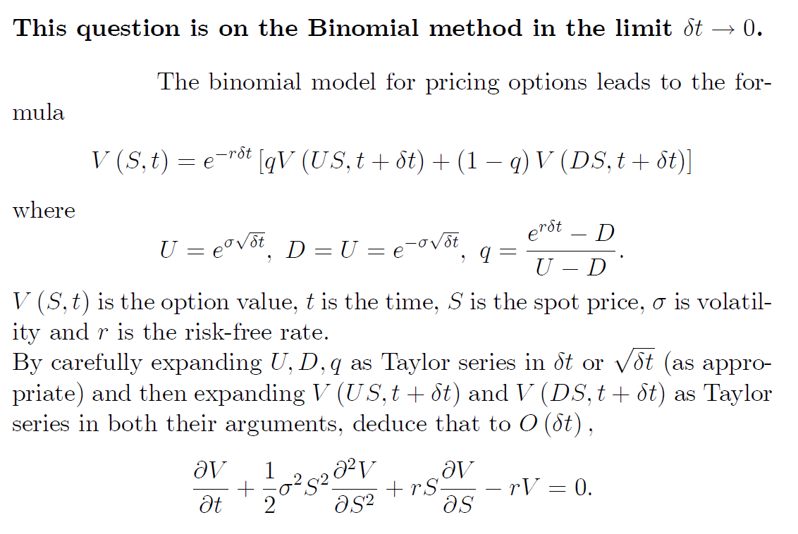 Solved This question is on the Binomial method in the limit | Chegg.com
