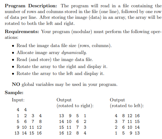 Solved Program Description: The program will read in a file | Chegg.com