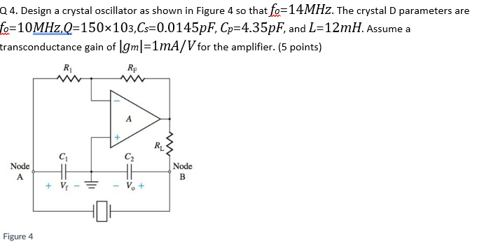 Solved Q4. Design a crystal oscillator as shown in Figure 4 | Chegg.com
